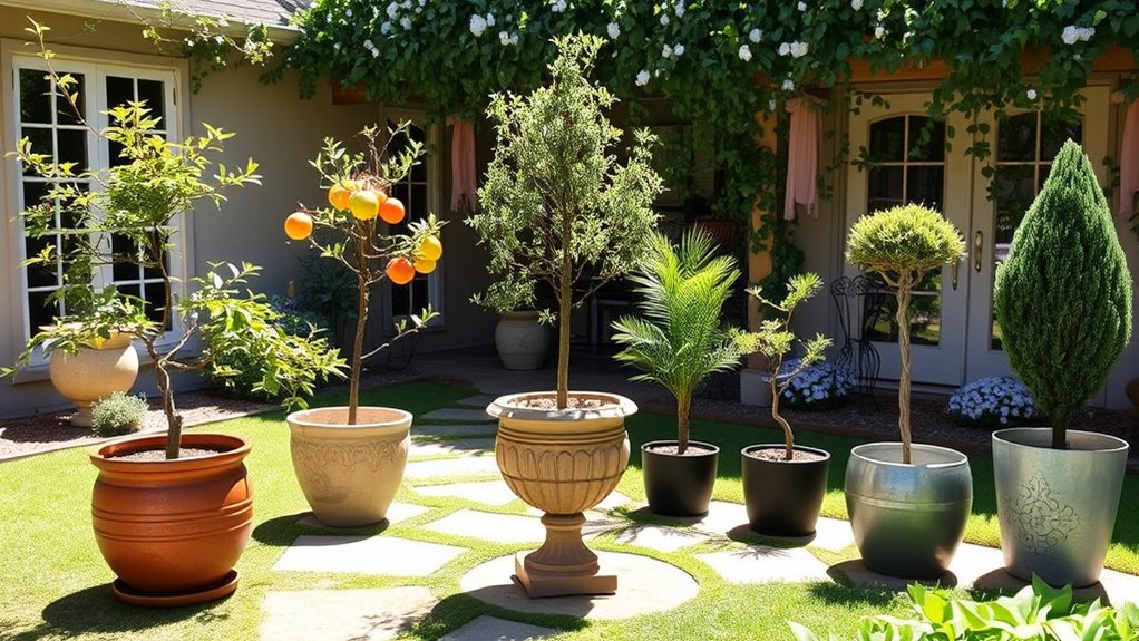 6 Garden Ideas With Potted Trees - The Gardening Tips